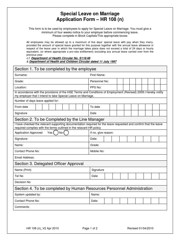 Marriage Application Form