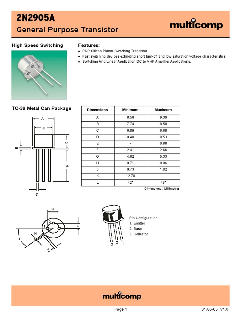 General Purpose Transistor: High Speed Switching Features | PDF ...