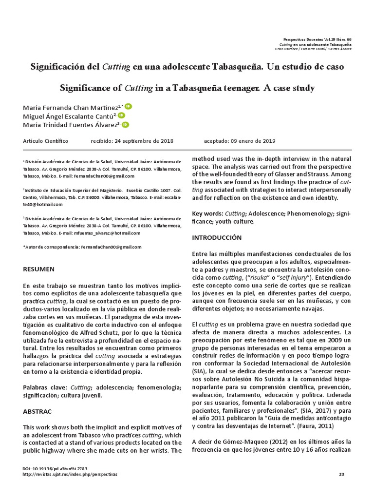 Significado del Cutting en Adolescentes | PDF | Autolesiones | Las ...