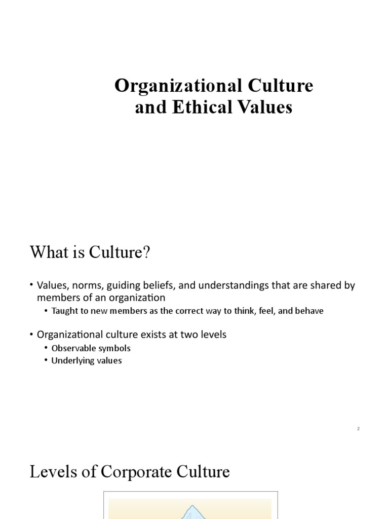 Organizational Culture And Ethical Values Pdf Corporate Social