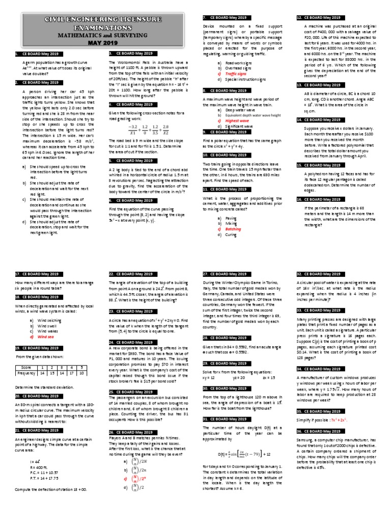 MAY 2019 PAST CE BOARD EXAM | Nature