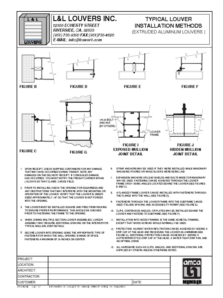 L&L Louvers Inc.: Typical Louver Installation Methods | PDF | Framing ...