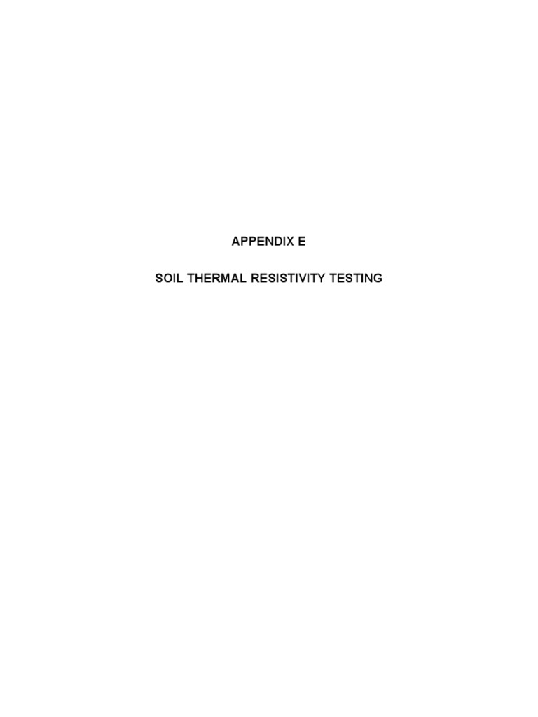Appendix E Soil Thermal Resistivity Testing | PDF | Electrical ...