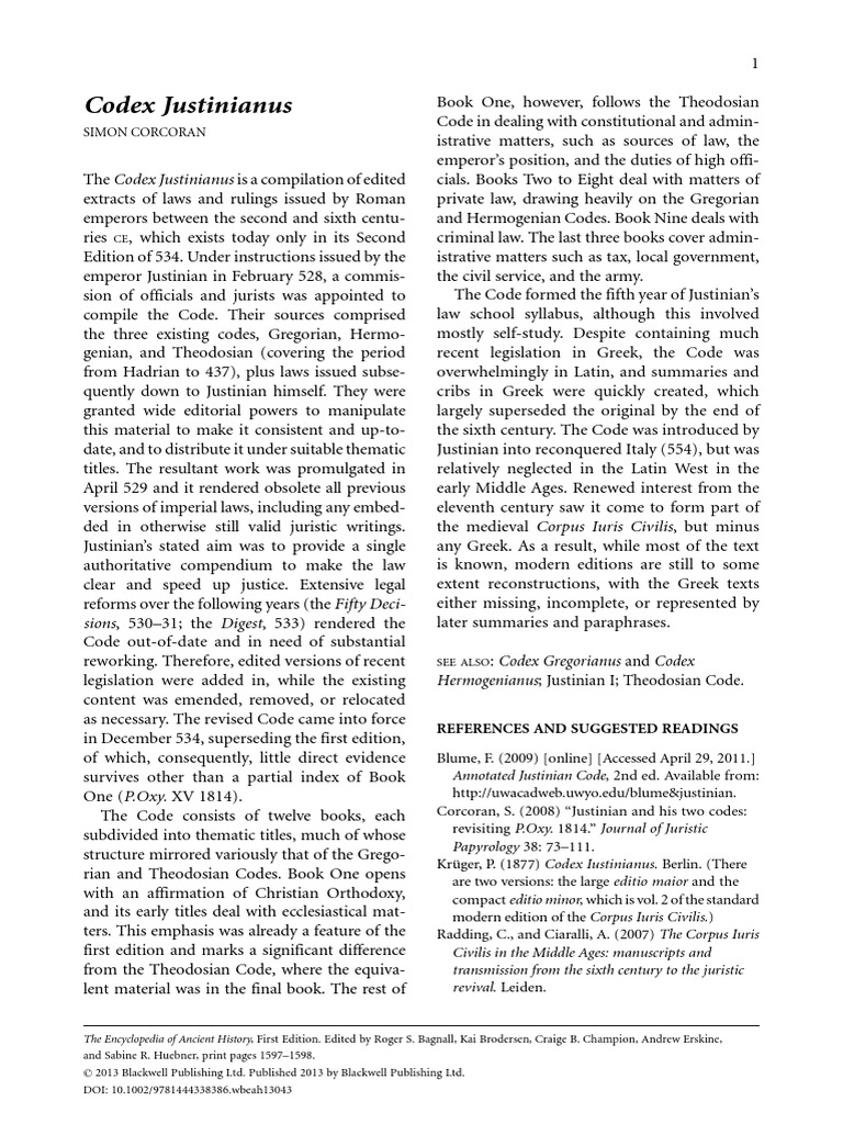 Codex Justinianus PDF | PDF | Roman Law | Ancient Rome
