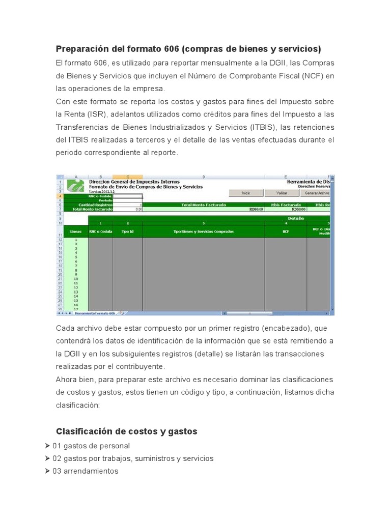 Preparación Del Formato 606 | PDF | Publicidad | Impuestos