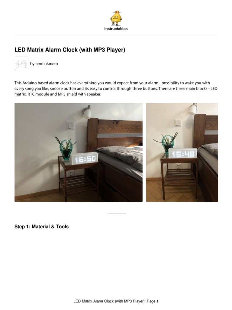 LED Matrix Alarm Clock with MP3 Player: DIY Project | PDF | Arduino | Light Emitting Diode