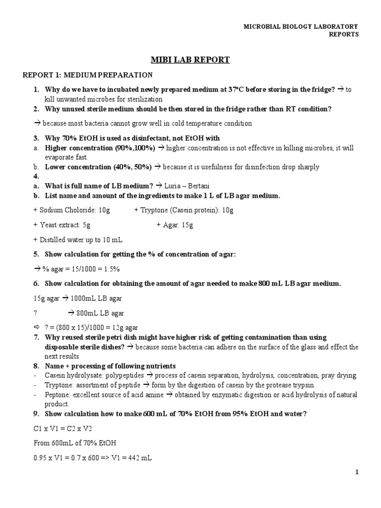 Mibi Lab Report: Microbial Biology Laboratory Reports | PDF | Reactive ...