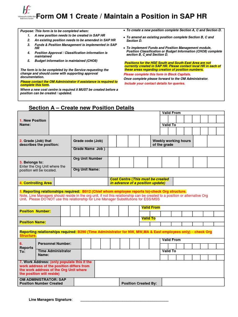 Create/Maintain Position in SAP HR | PDF | Government | Business