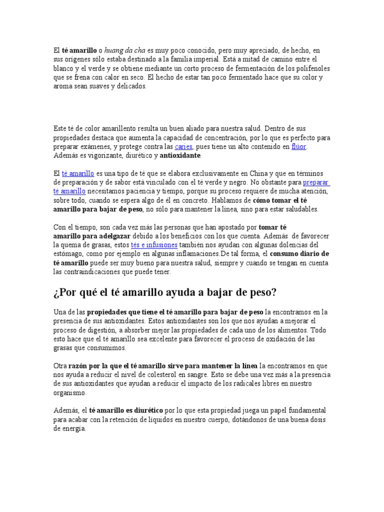 Beneficios Del Te Amarillo | PDF | Té | Antioxidante