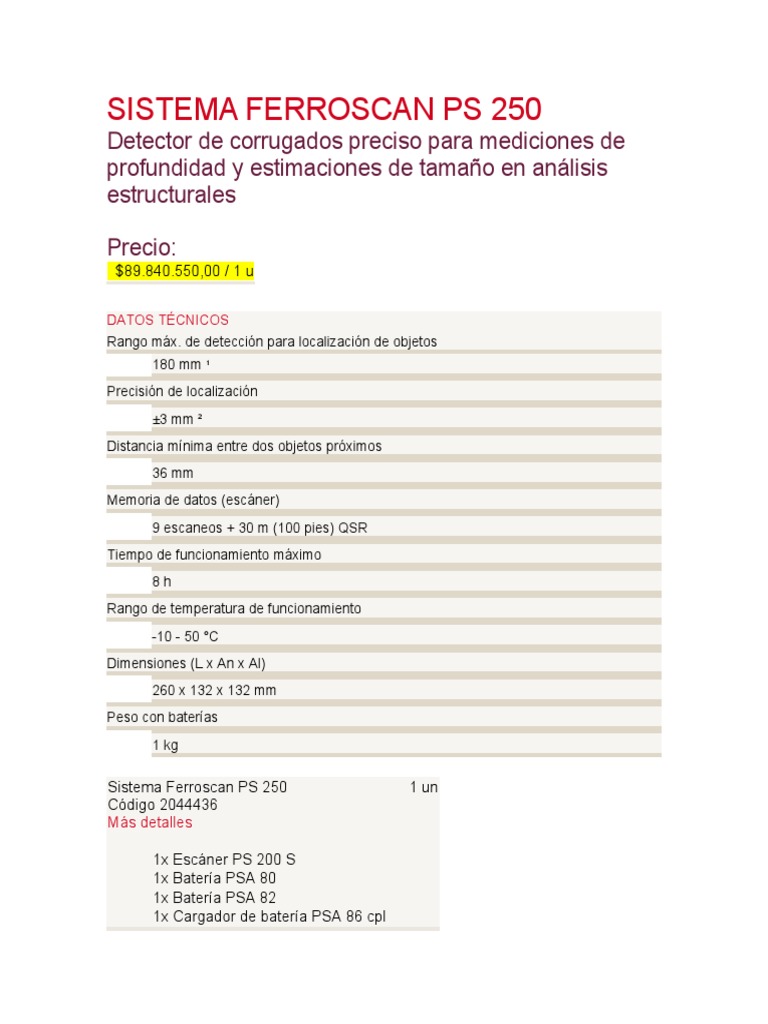 SISTEMA FERROSCAN Especificaciones | PDF | Science | Ciencia y Tecnología