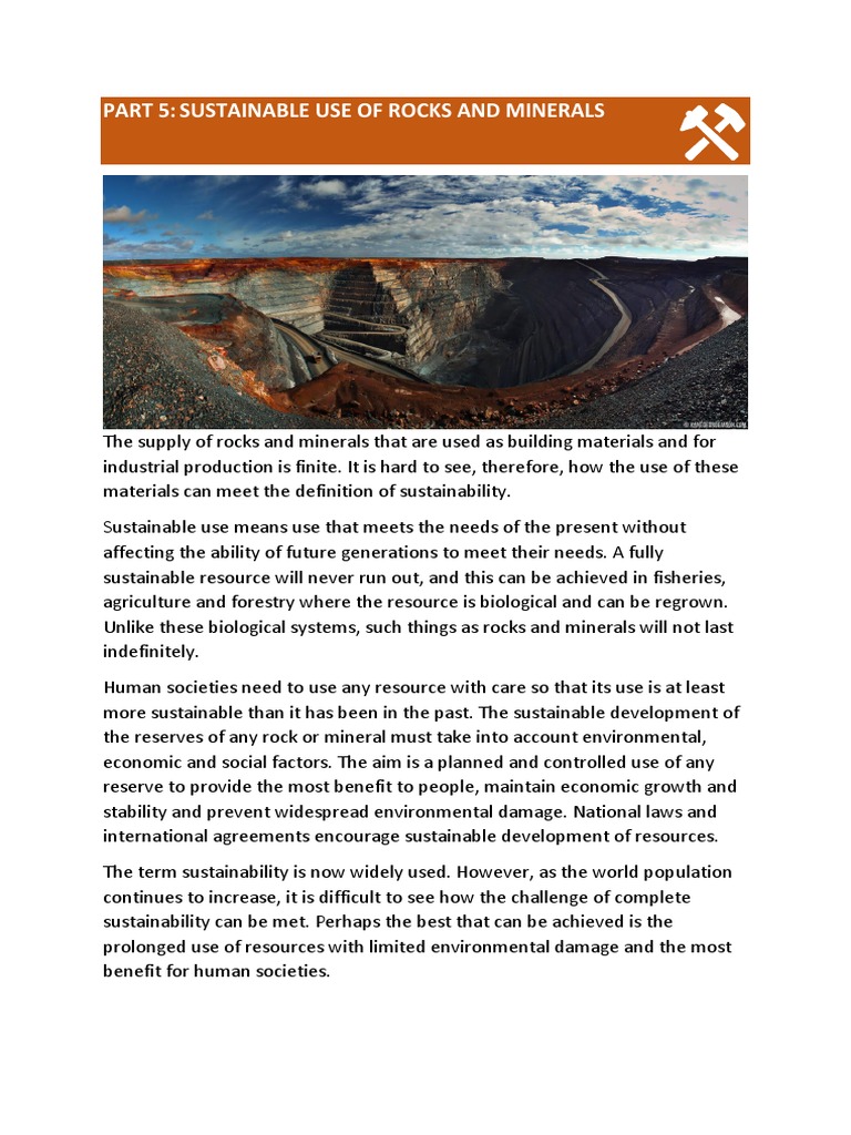 Part 5 Sustainable Use of Rocks and Minerals PDF | PDF | Mining ...