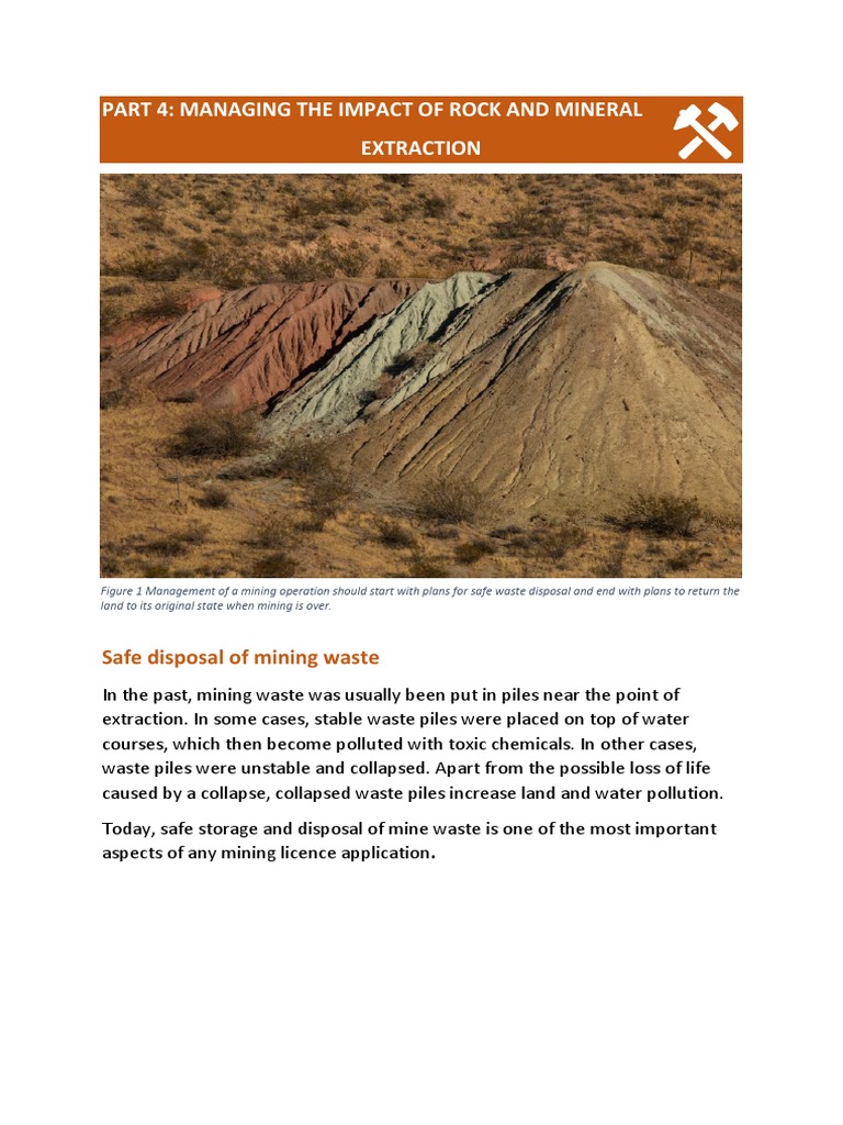 Part 4 Managing The Impact of Rock and Mineral Extraction | PDF ...