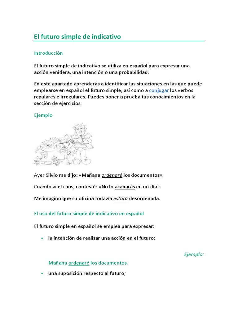 El Futuro Simple De Indicativo Teoría Descargar Gratis Pdf Verbo