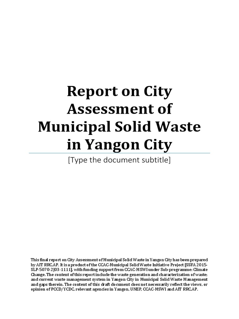Yangon Solid Waste Management Report | PDF | Waste Management ...