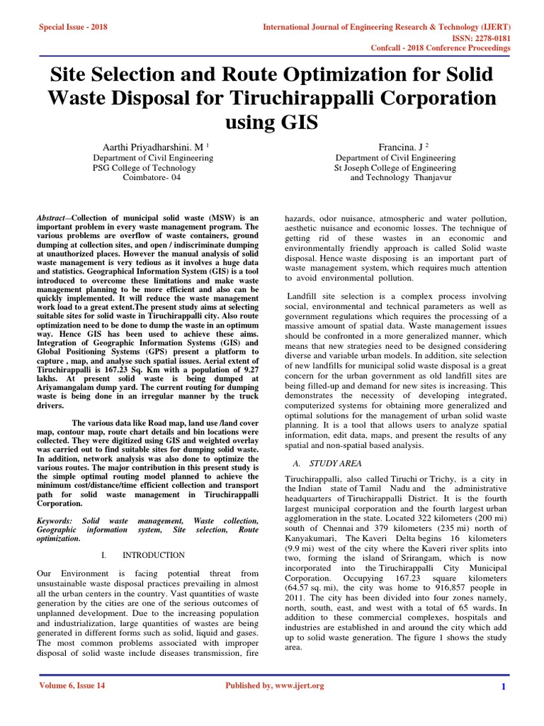 Waste Hauling Route Optimization in Tiruchirappalli | PDF | Geographic ...