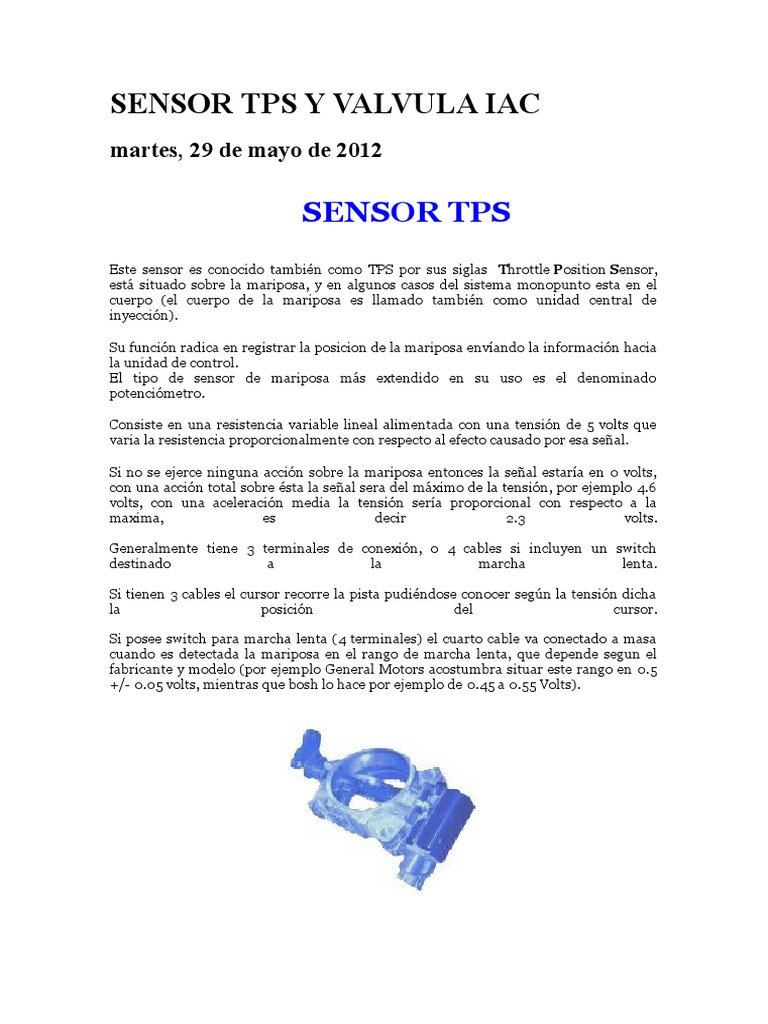 Prueba y Diagrama de Sensor TPS e IAC | PDF | Acelerador | voltaje