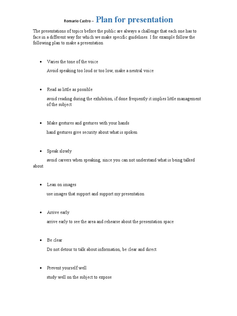 Plan For Presentation | PDF