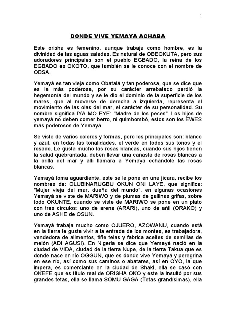 Donde Vive Yemaya Achaba - Ok | PDF | Santeria | Religión y creencia