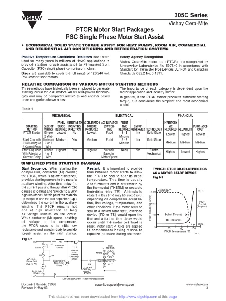 305C Series PTCR Motor Start Packages PSC Single Phase Motor Start ...