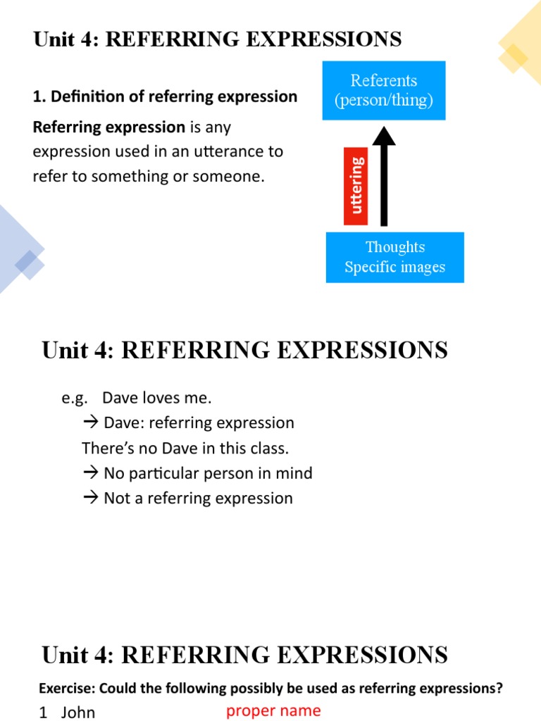 Referring Expression, Predicates and Universe of Discourse | PDF ...