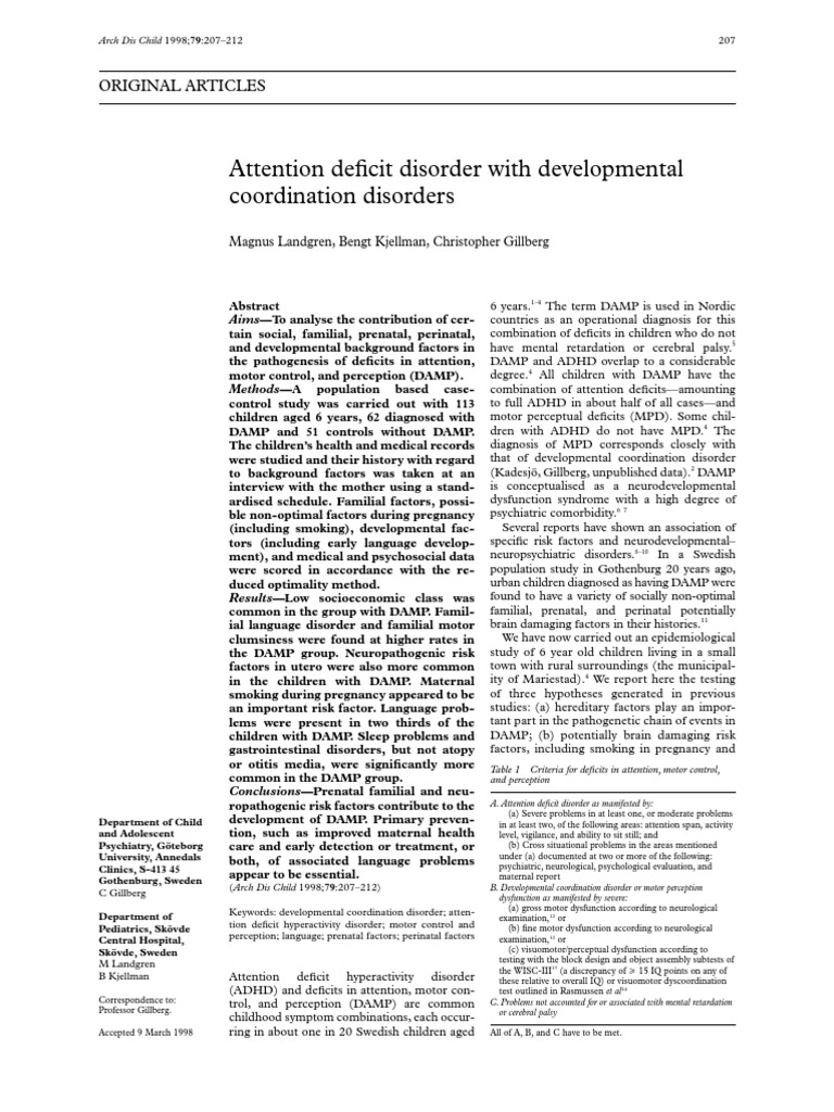 Adhd and DCD PDF | PDF | Attention Deficit Hyperactivity Disorder ...