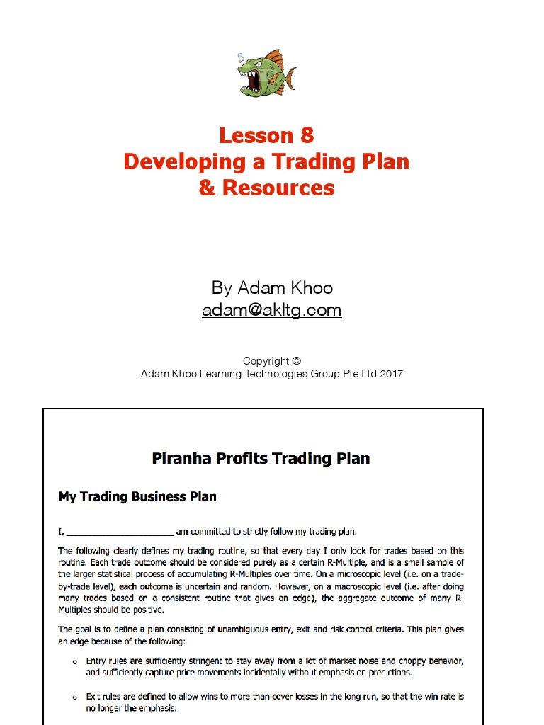 Lesson 8 Developing A Trading Plan 281118 | PDF | Market (Economics ...