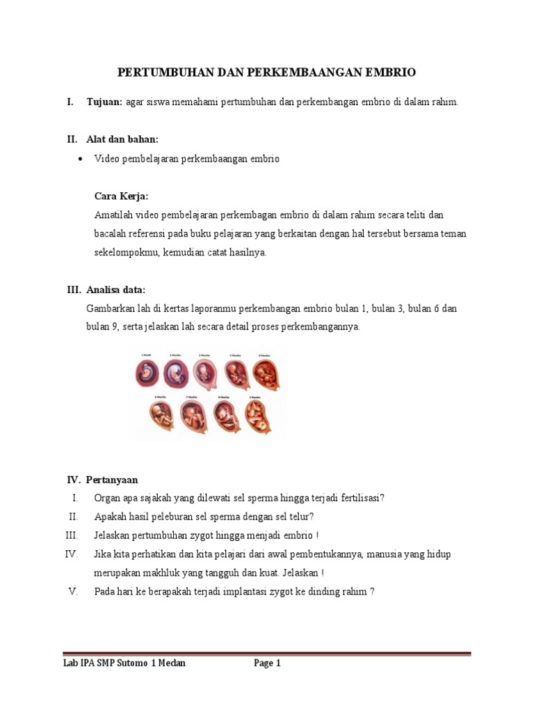 Pertumbuhan dan Perkembangan Embrio | PDF | Kesehatan Holistik