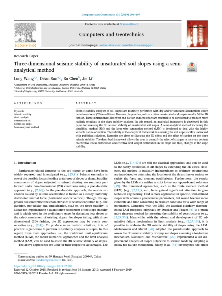 Computers and Geotechnics: Research Paper | PDF | Geotechnical ...