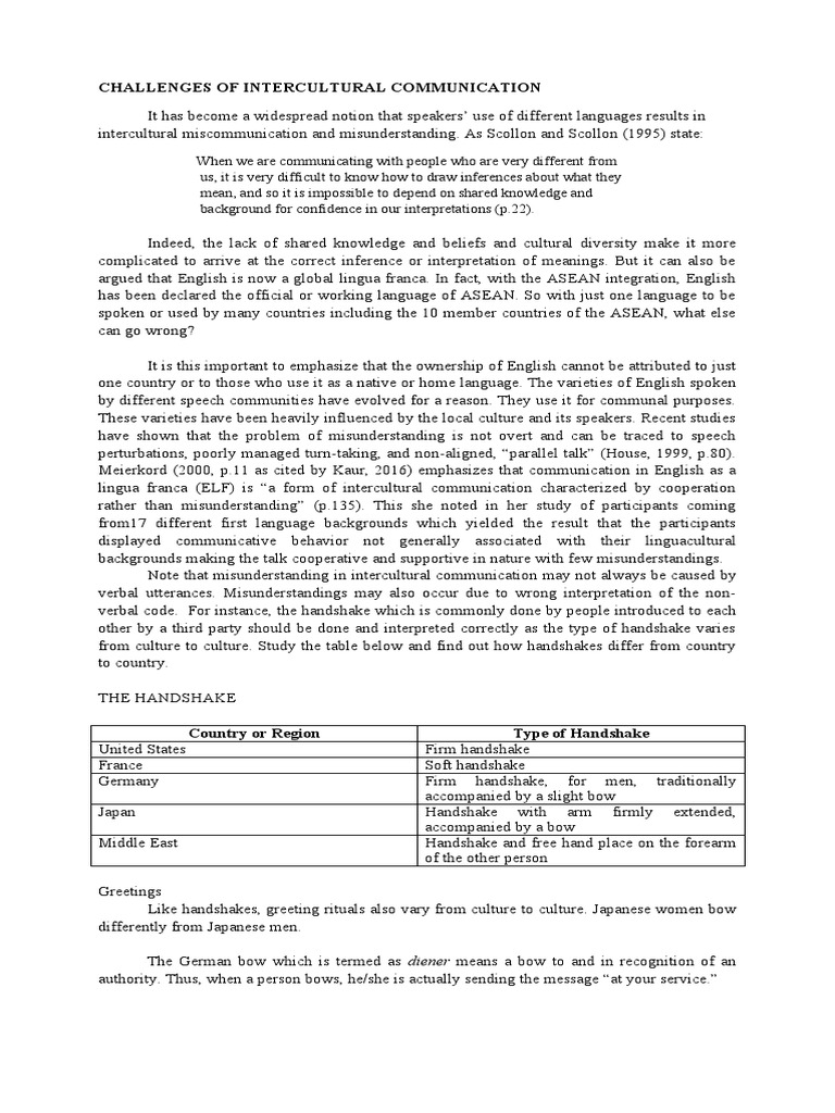 Challenges of Intercultural Communication | PDF | Cross Cultural ...