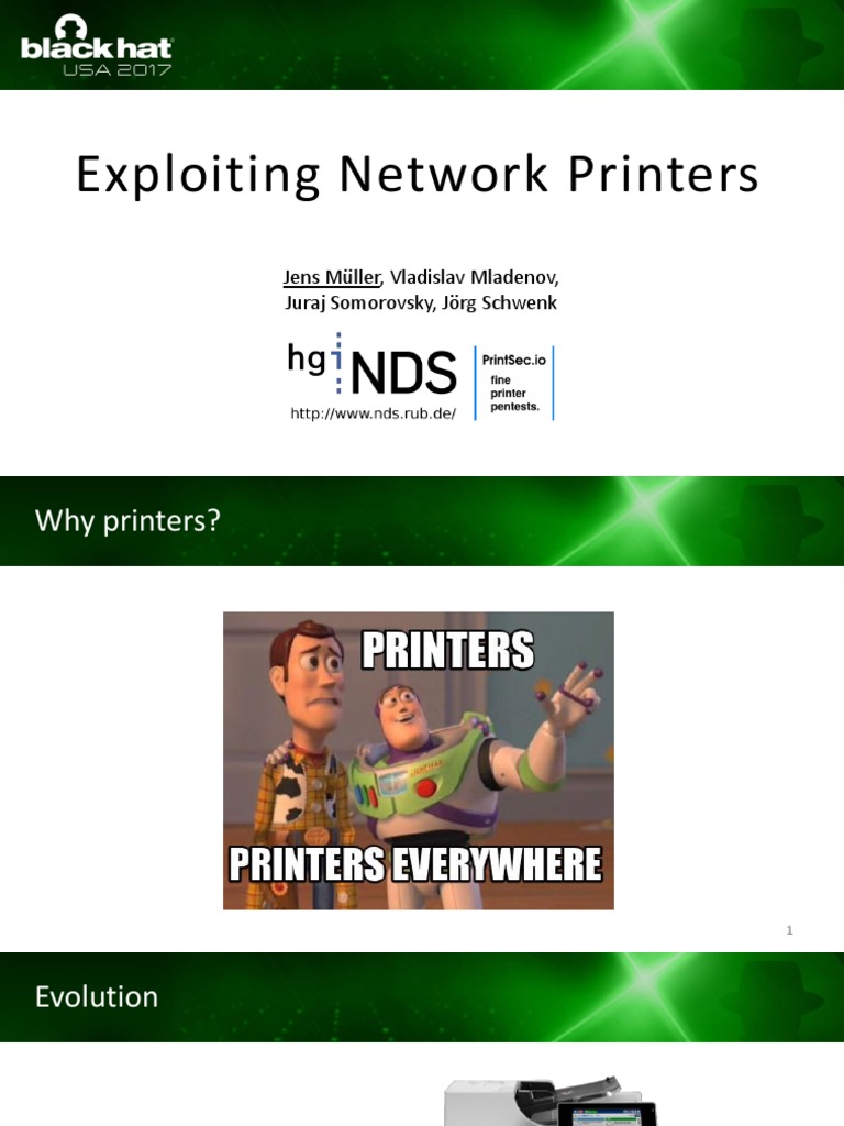 Exploiting Network Printers: Jens Müller, Vladislav Mladenov, Juraj ...