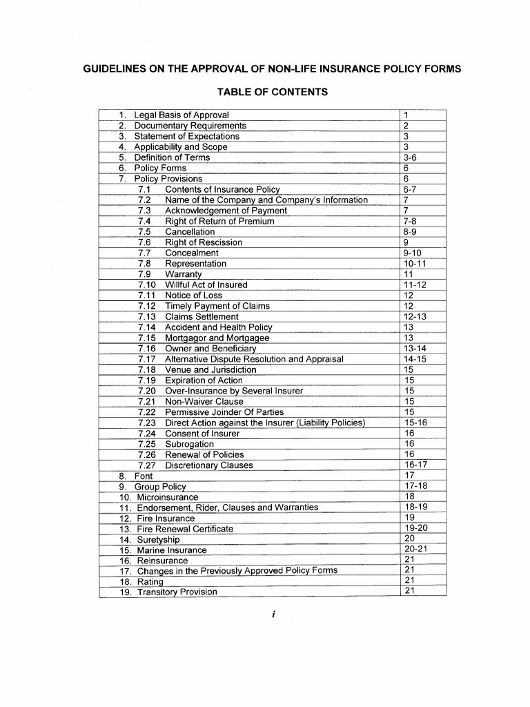 Guidelines Approval of Non - Life Insurance Policy: On The Forms of ...