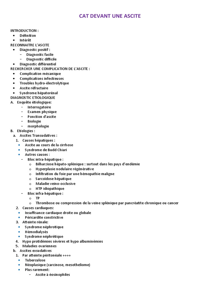 13 Cat Devant Une Ascite | PDF | Cirrhose | Tuberculose