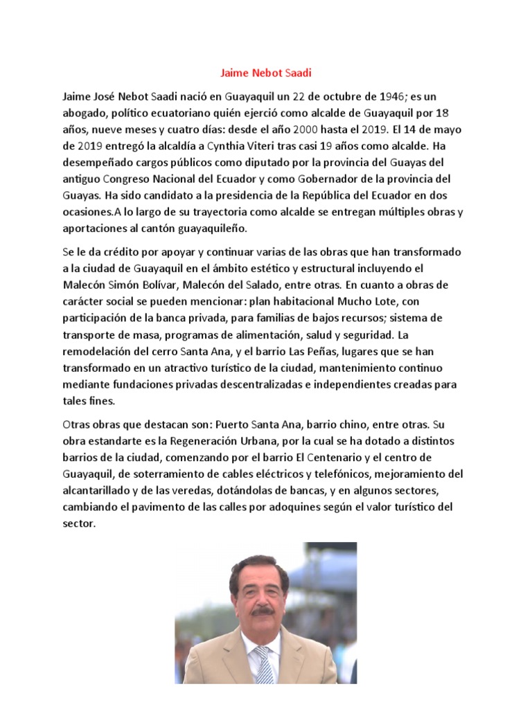 Biografía de Jaime Nebot Saadi | PDF | Política | Ciencias sociales