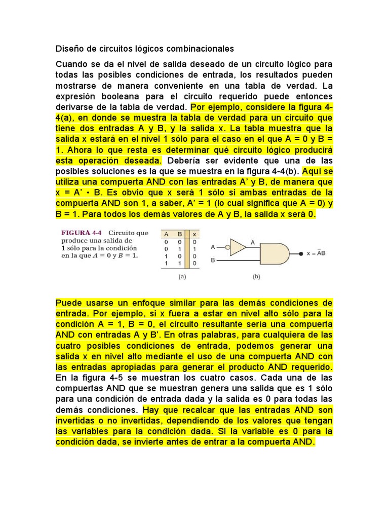 Diseño de Circuitos Lógicos Combinacionales | PDF | Puerta lógica | Diseño electronico