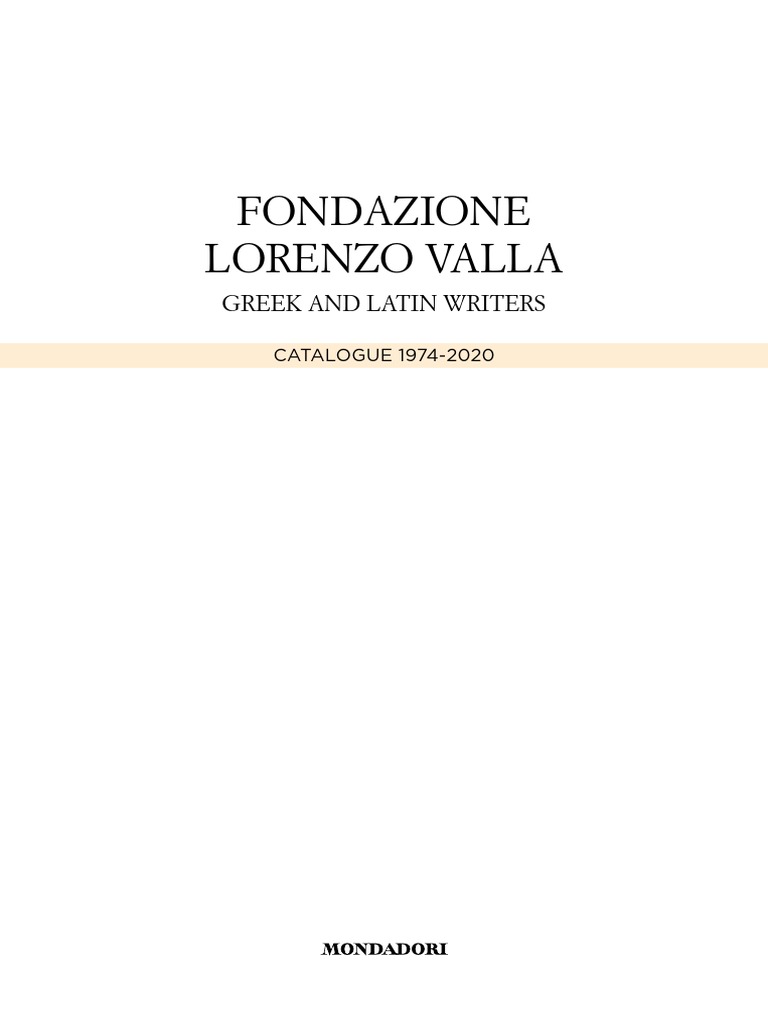 Catalogo Fondazione Lorenzo Valla 2020 (EN) | PDF | Bede | Aristophanes