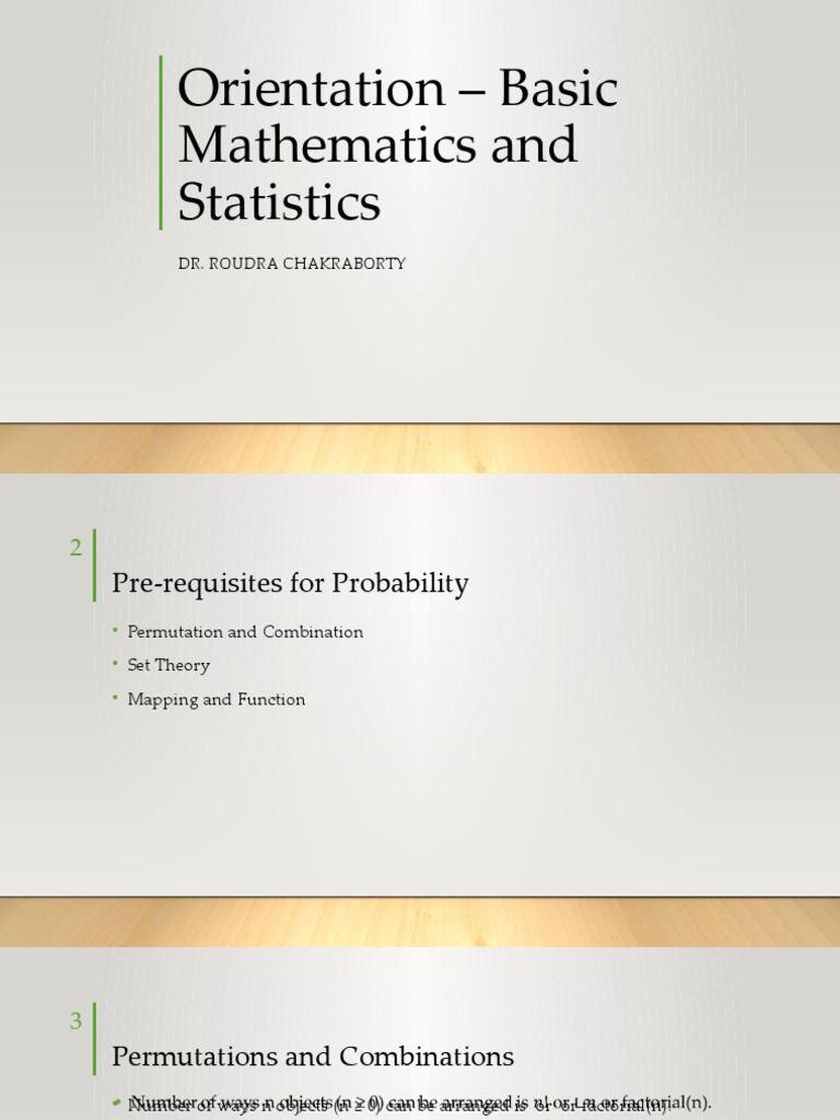 Orientation - Basic Mathematics and Statistics - Probability | PDF