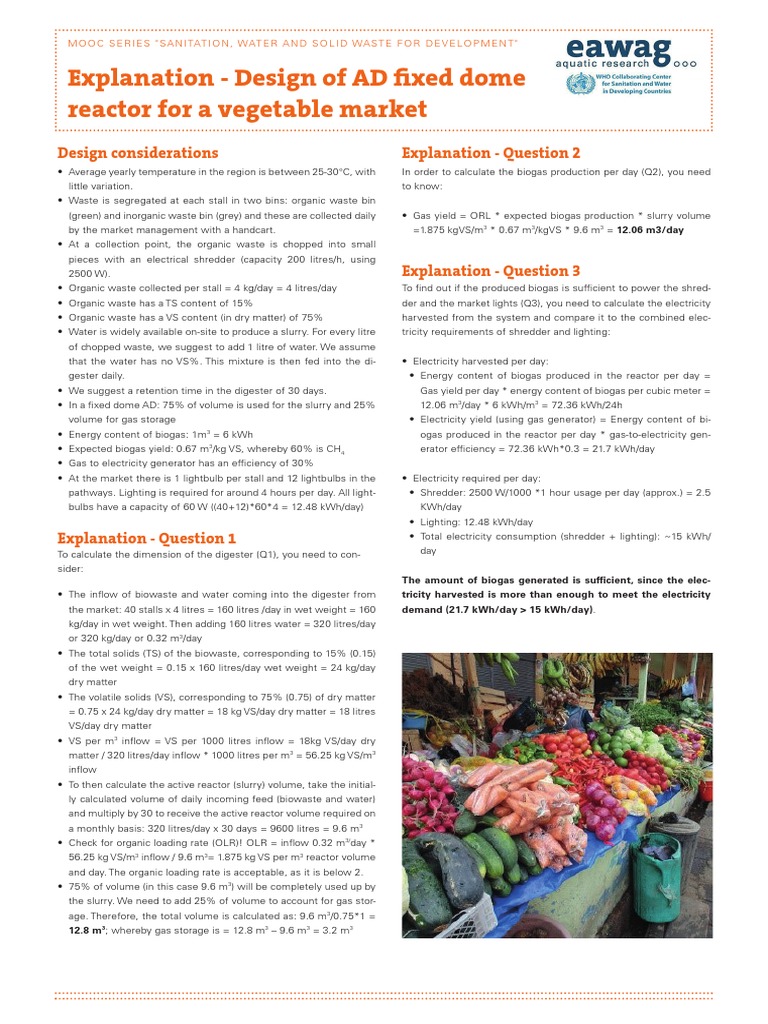 Explanation - Design of AD Fixed Dome Reactor For A Vegetable Market ...