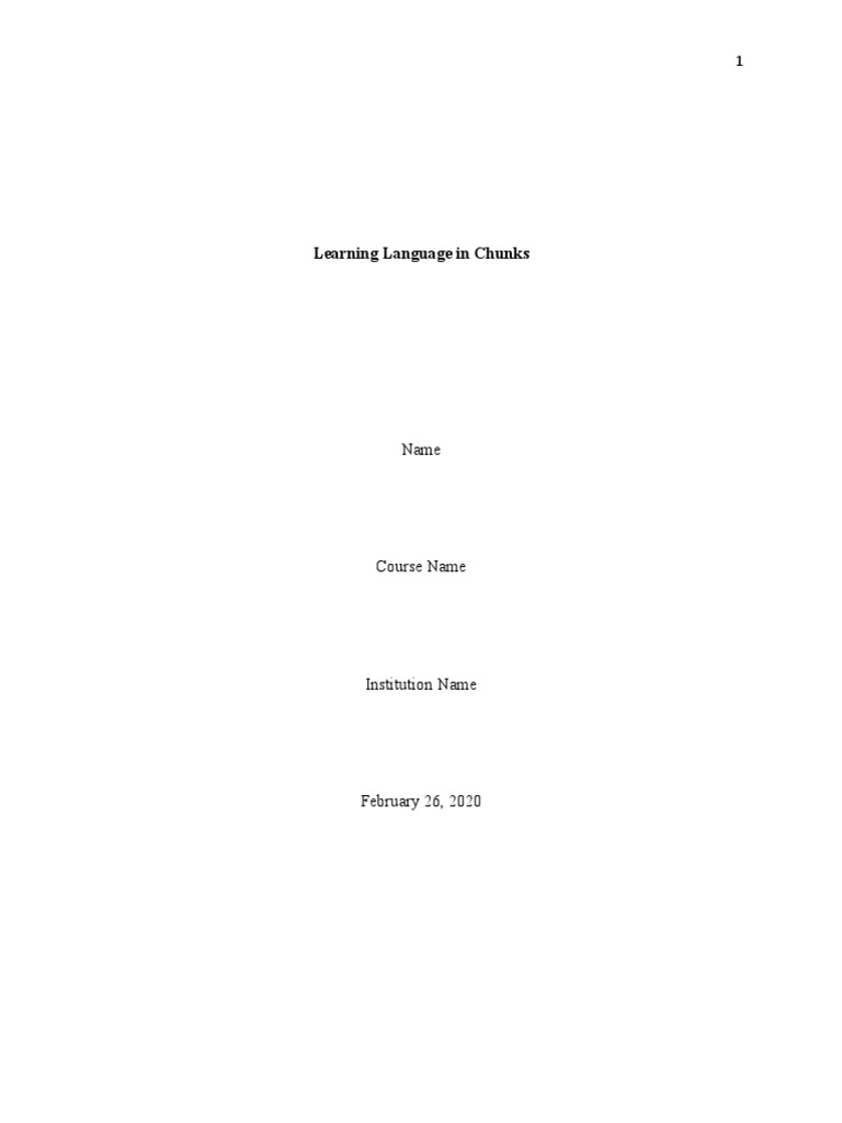 Learning Language in Chunks | PDF | Language Acquisition | Phrase