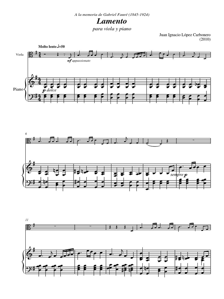 Lamento Piano y Viola PDF | PDF