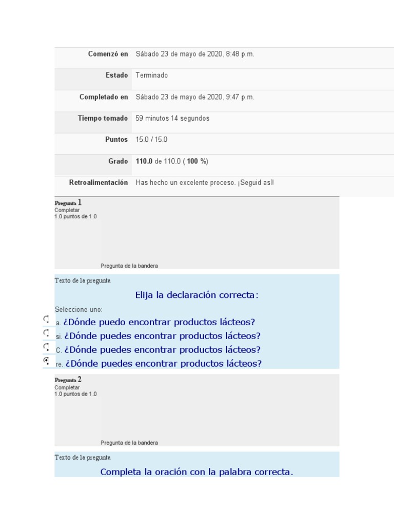 Unit 1 - Task 3 - Reading and Listening Quiz - Evaluation Quiz | PDF