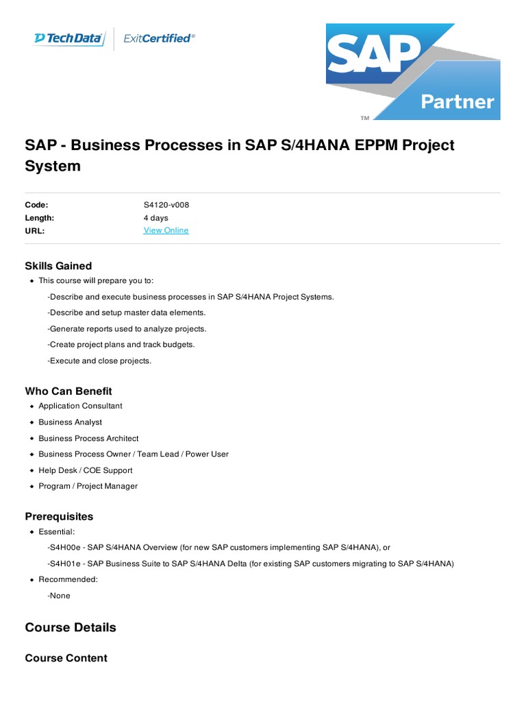 Business Processes in Sap S4hana Eppm Project System PDF | PDF | Sap Se | Business Process