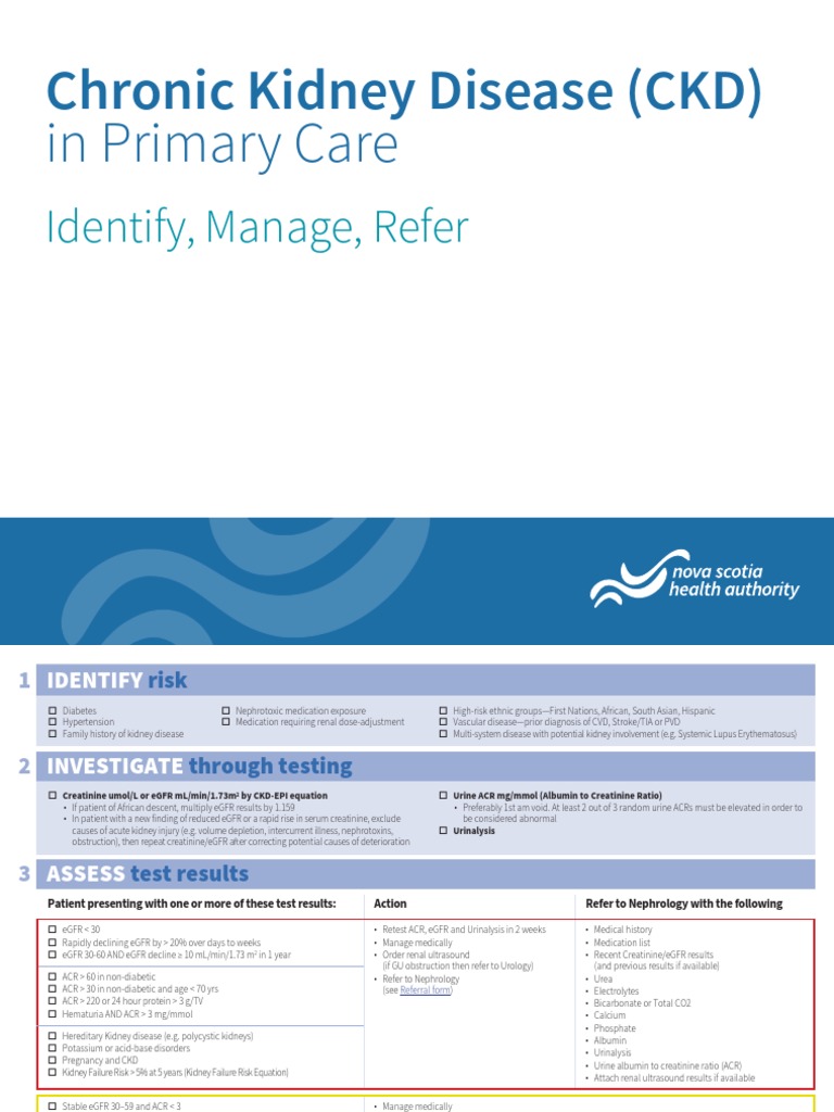 CKD Management for Primary Care | PDF | Renal Function | Chronic Kidney ...