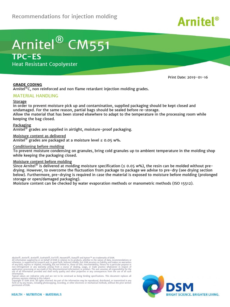 Arnitel cm551 - Inj Mold | PDF | Information | Materials