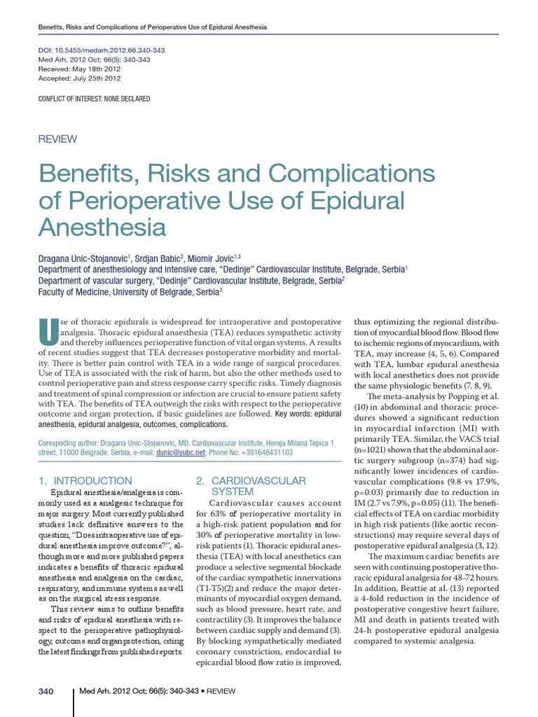 Benefits Risks and Complications of Perioperative PDF | PDF | Self ...