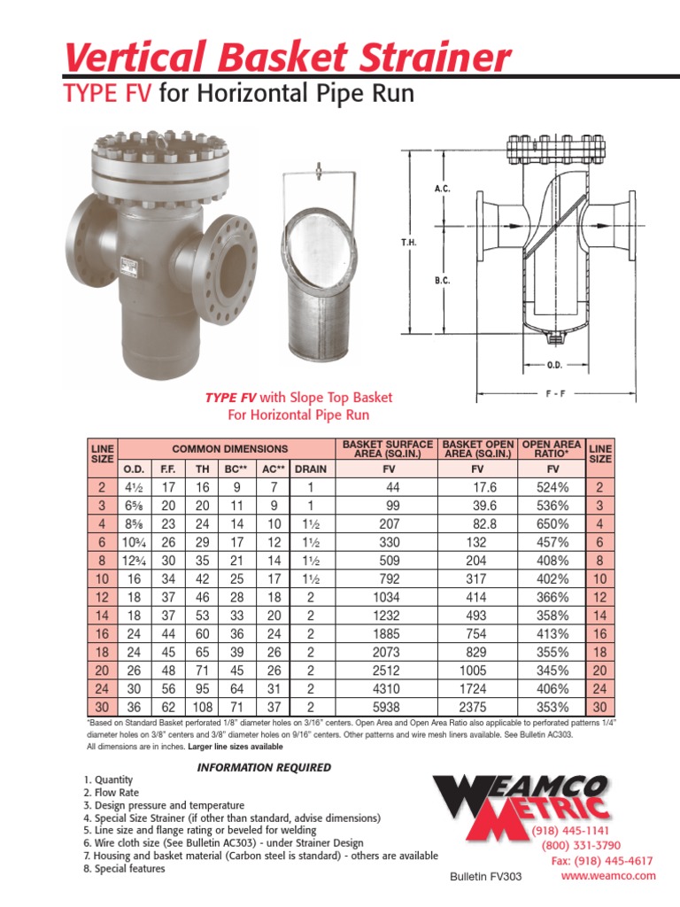 Vertical Basket Strainer Specifications | PDF | Pipe (Fluid Conveyance ...