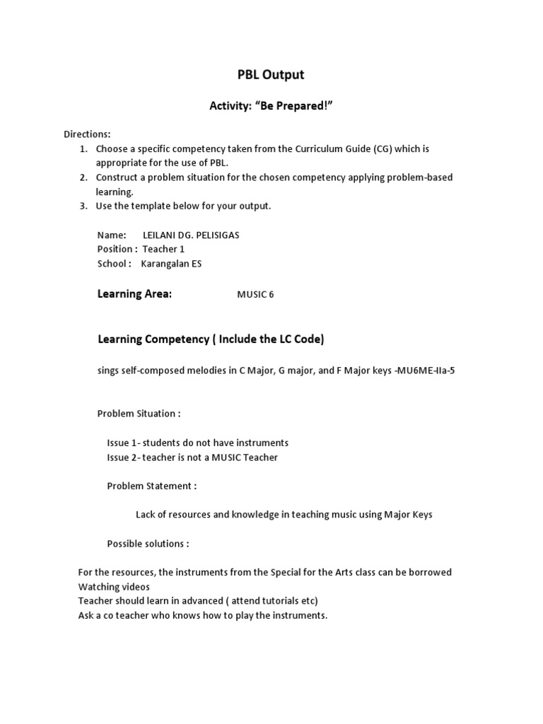 Session 5 Problem Based Learning Output Template | PDF