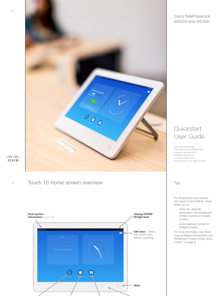 Cisco TelePresence IX5000 and IX5200 Quickstart User Guide | PDF ...