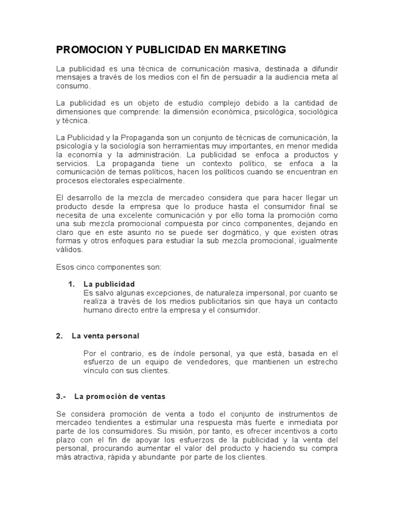 Publicidad y Promoción en Marketing | PDF | Publicidad | Comercialización