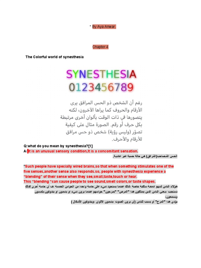 Understanding Synesthesia: A Unique Sensory Experience | PDF | Senses ...