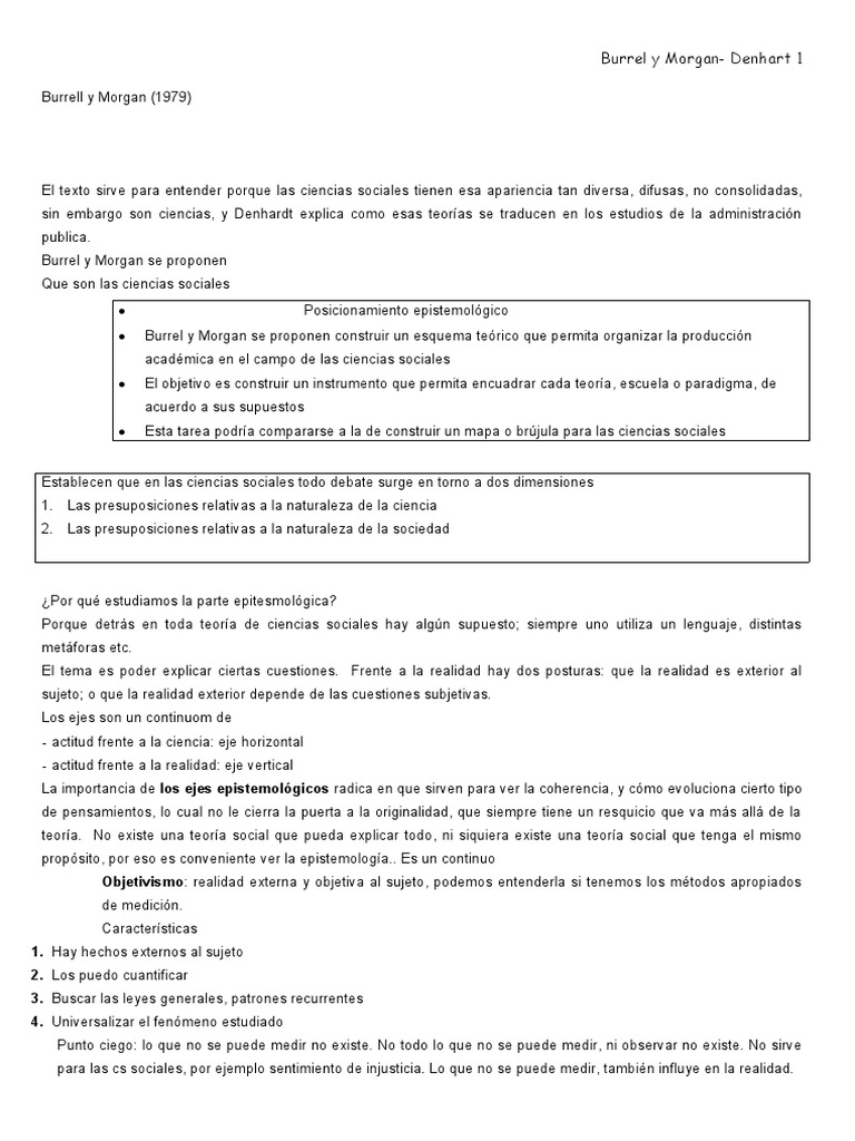 Burrell y Morgan: Epistemología en Ciencias Sociales | PDF | Teoría ...
